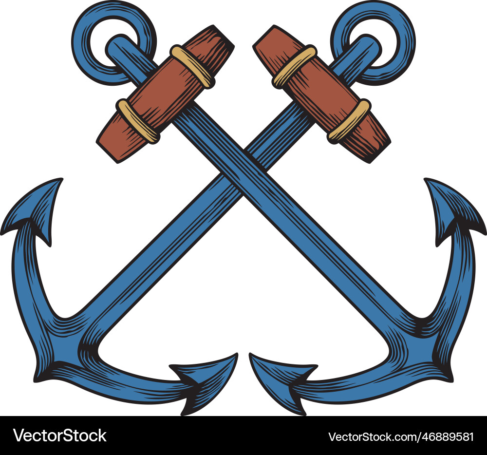Crossed anchors color Royalty Free Vector Image