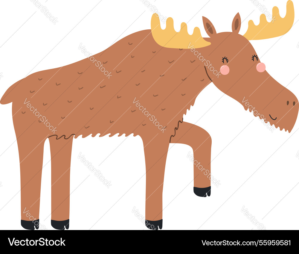 Cute cartoon moose elk character Royalty Free Vector Image
