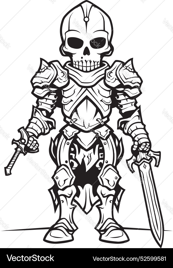 Dark sentinel skeleton knight logo design Vector Image