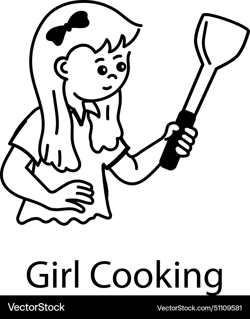 Girl cooking Royalty Free Vector Image - VectorStock