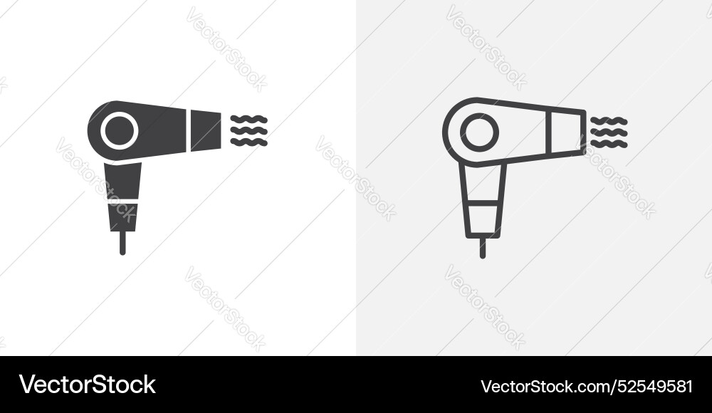 Hair dryer thin line icon set Royalty Free Vector Image
