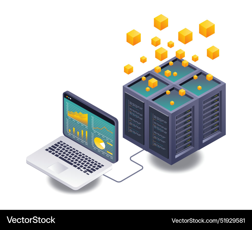 Network analyzing the growth of business data Vector Image