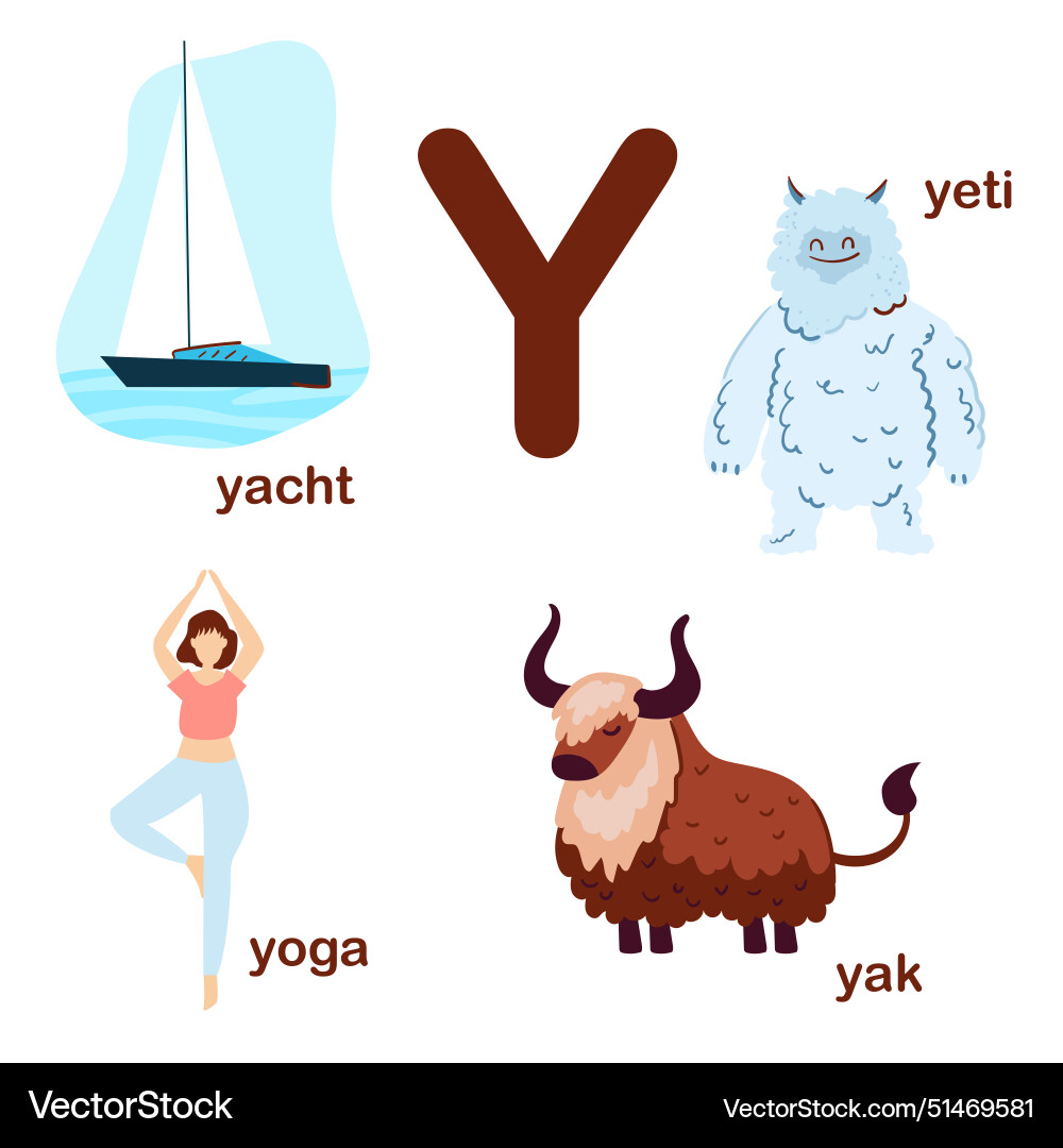 Preschool english alphabet y letter yeti Vector Image