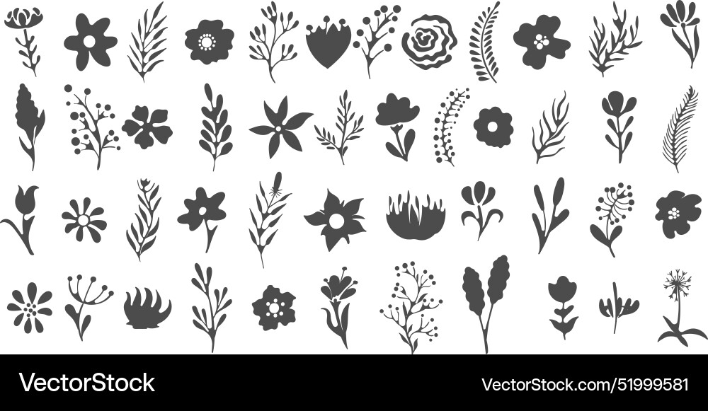 Scandinavian flower set Royalty Free Vector Image