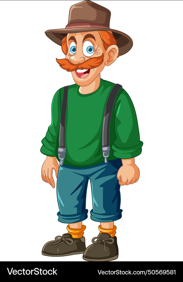 Smiling cartoon man dressed in explorer attire Vector Image