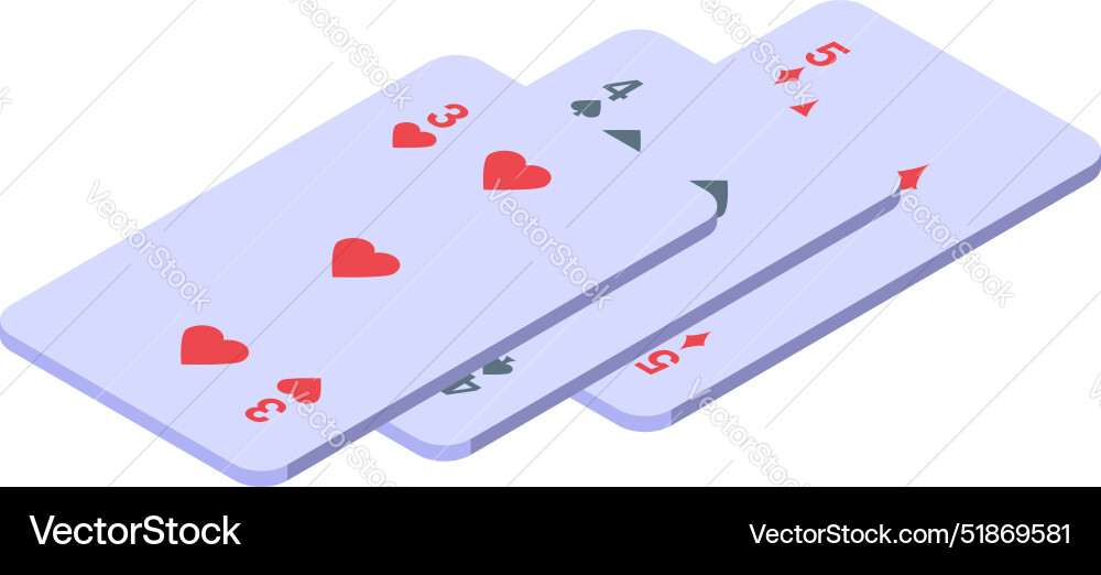 Three playing cards showing hearts spades Vector Image