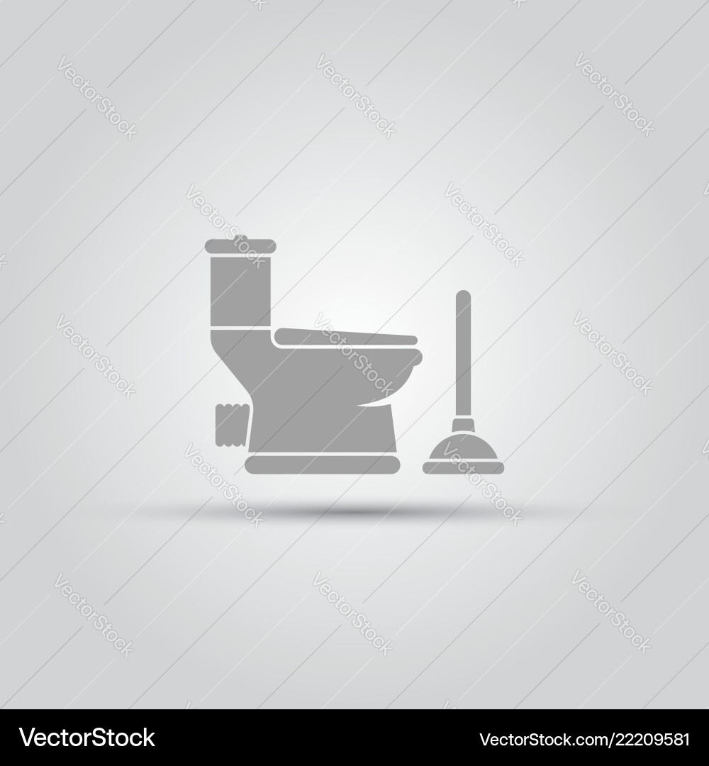 Toilet pan and plunger isolated objects Royalty Free Vector
