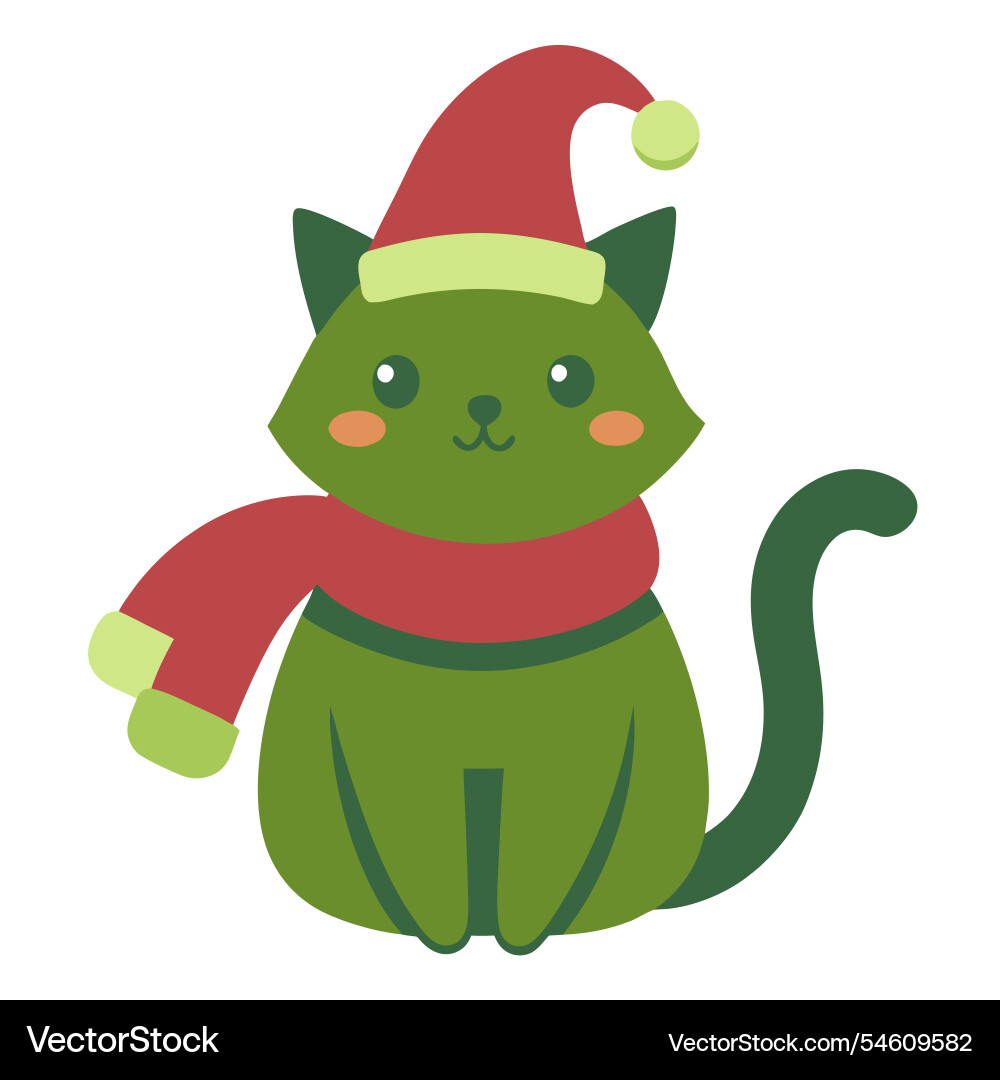 Christmas cat art Royalty Free Vector Image - VectorStock