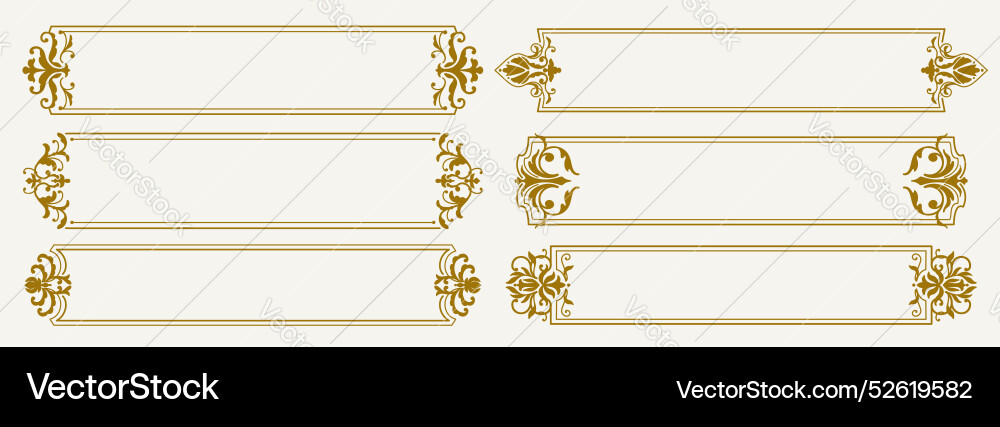 Gold victorian arabesque or baroque frame borders Vector Image