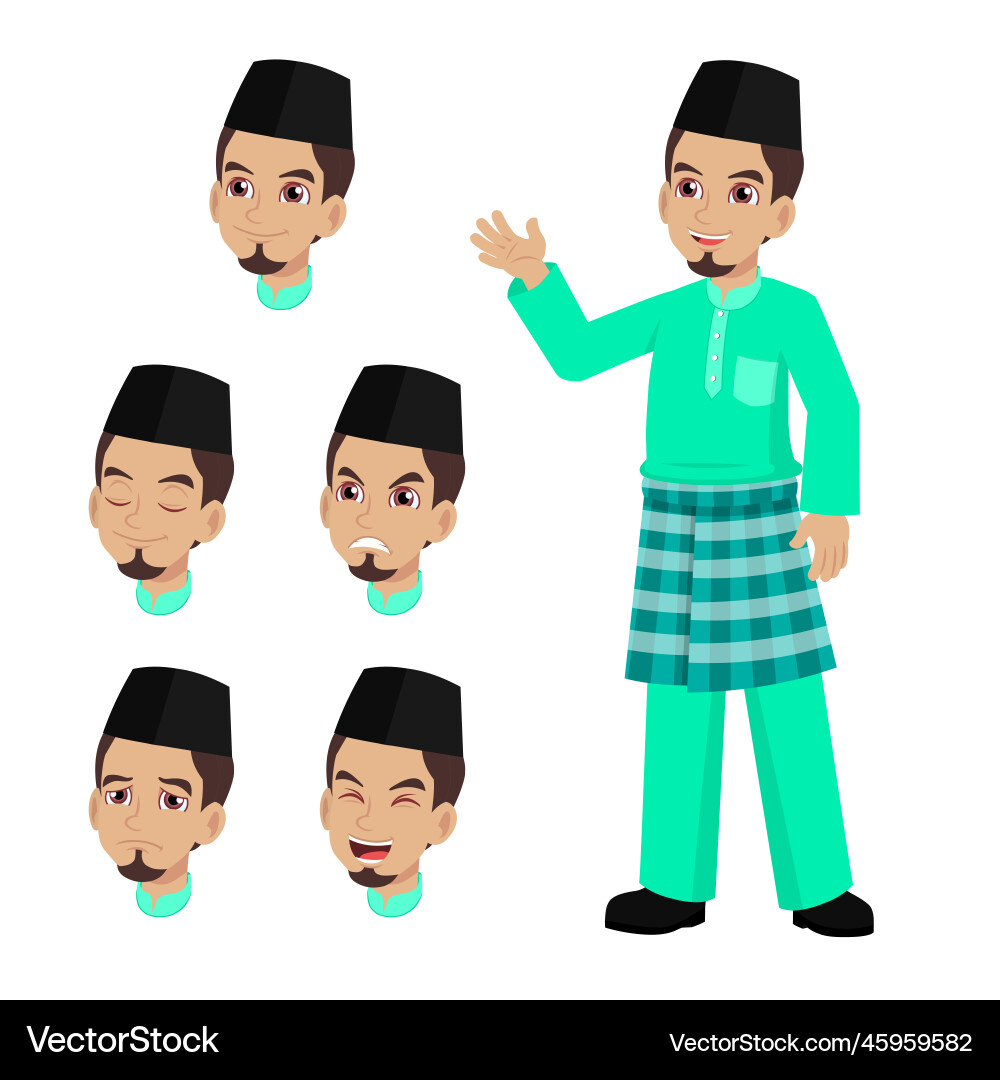 Malay man in traditional suit with face expression