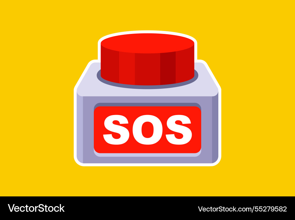 Red button sos call for help Royalty Free Vector Image