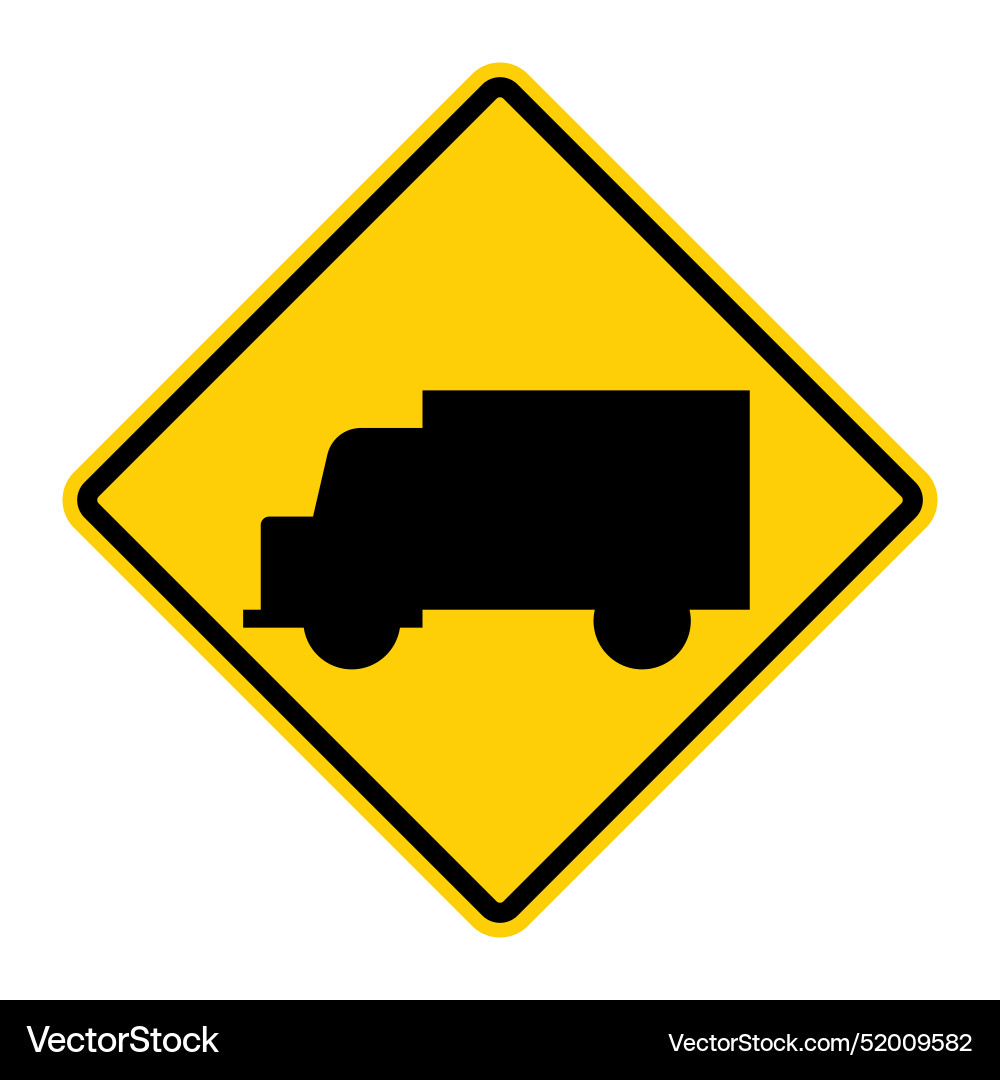 Truck crossing warning road sign Royalty Free Vector Image