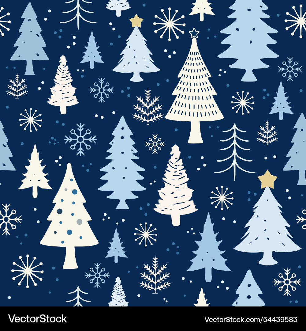 Blue winter christmas tree seamless pattern Vector Image