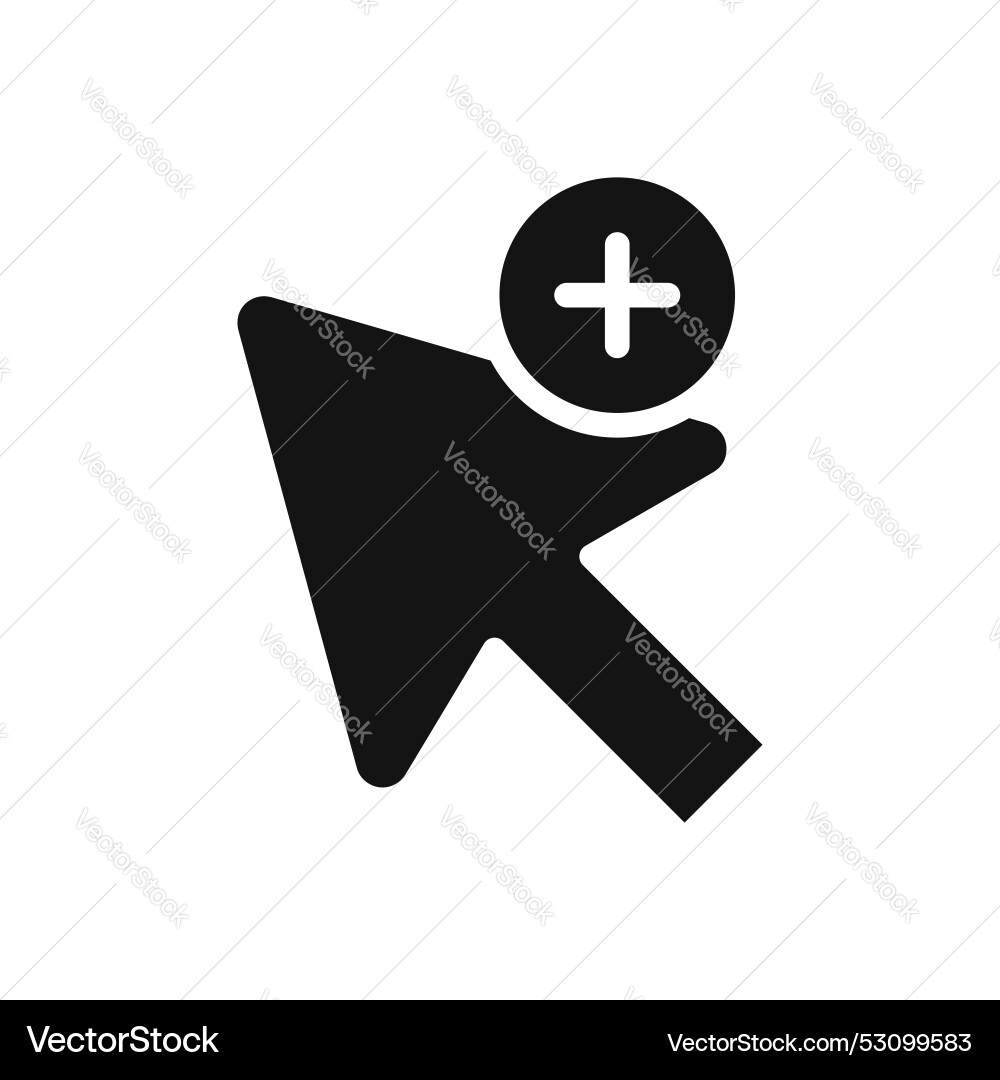 Cursor plus icon isolated on white background Vector Image