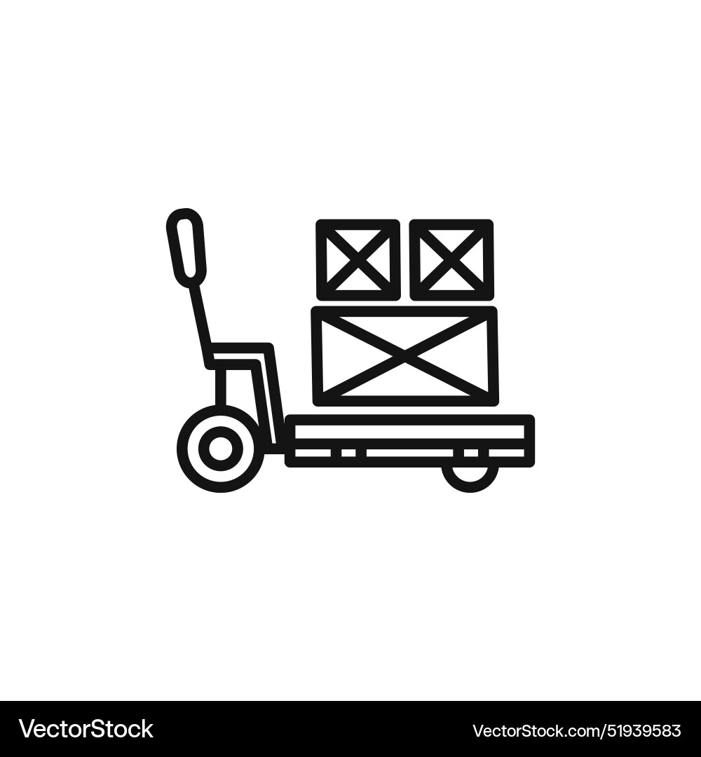 Hand pallet jack icon logo sign outline Royalty Free Vector
