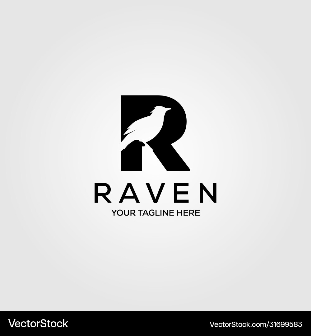 Minimalist Raven R Logo Royalty Free Vector Image