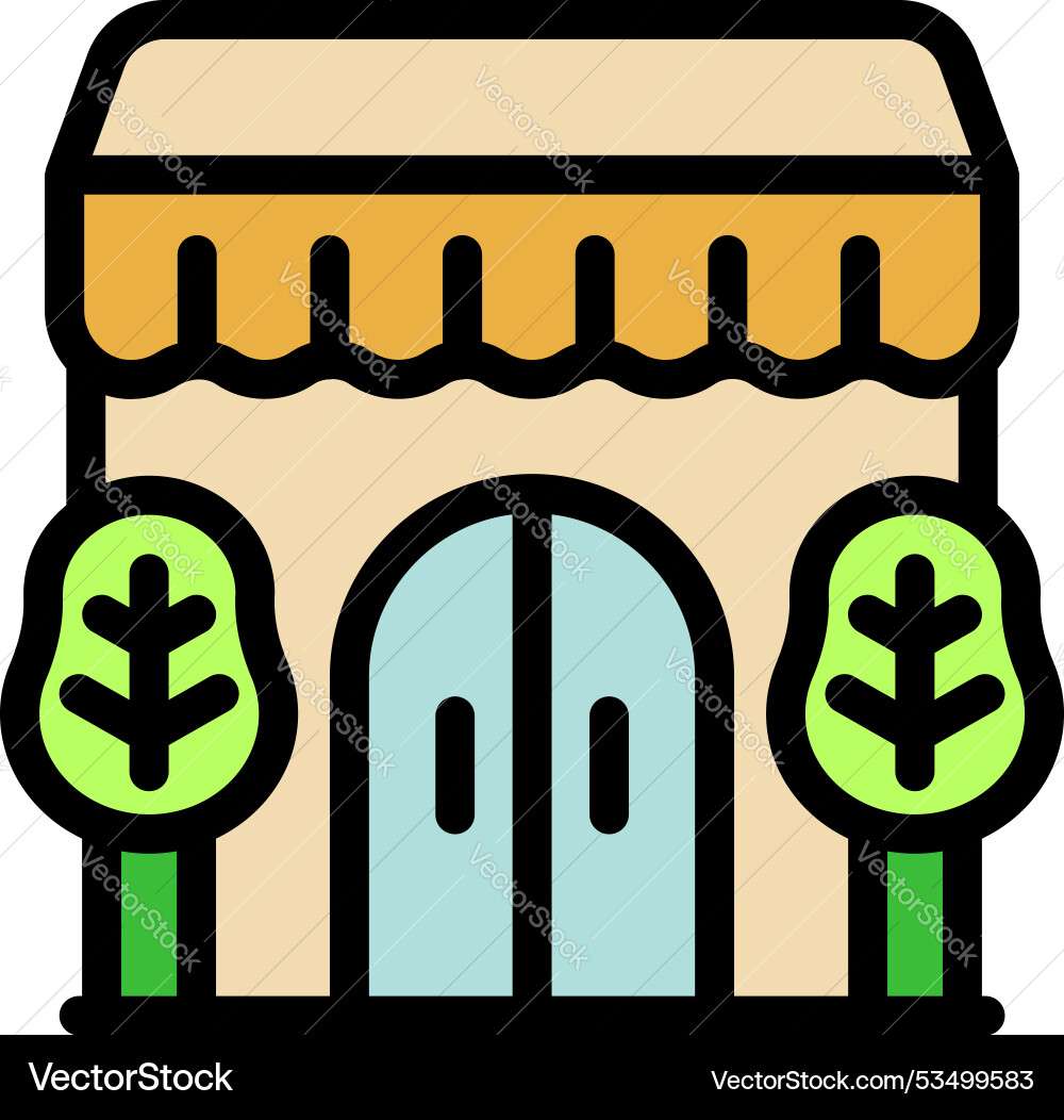 Small business building facade with canopy Vector Image