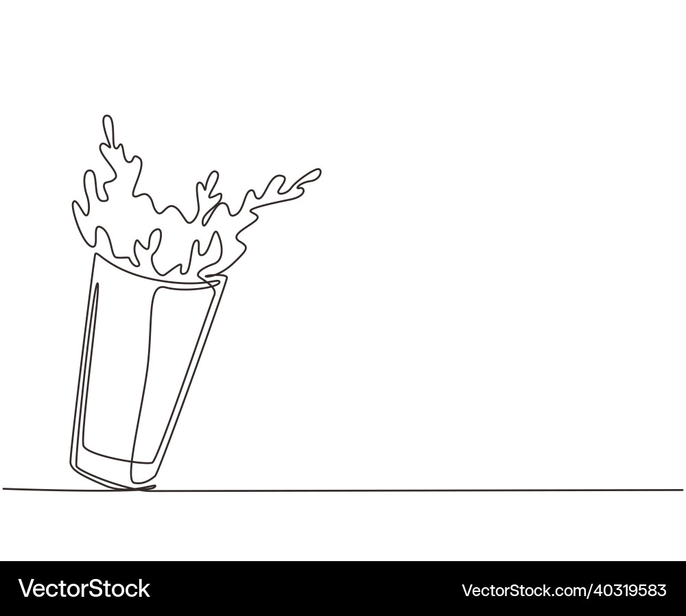 Spilling Juice Splash - One Line Art Royalty Free Vector