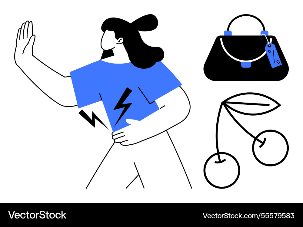 Woman refusing with hand gesture shopping bag Vector Image