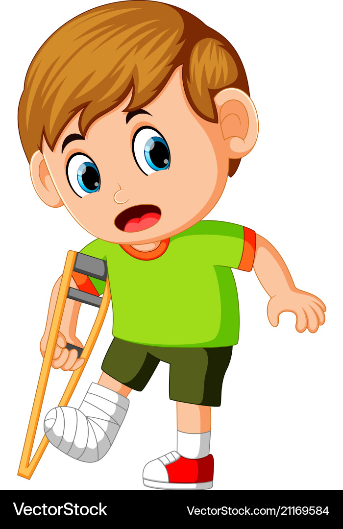 Boy with broken leg Royalty Free Vector Image - VectorStock