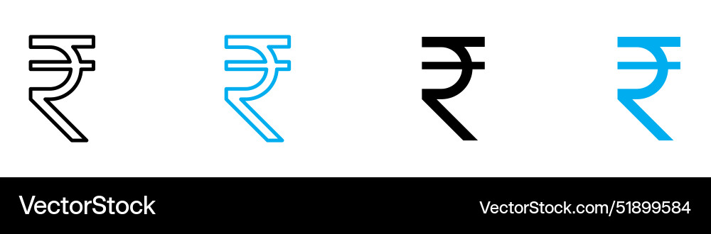 Indian rupee icon set collection for web Vector Image