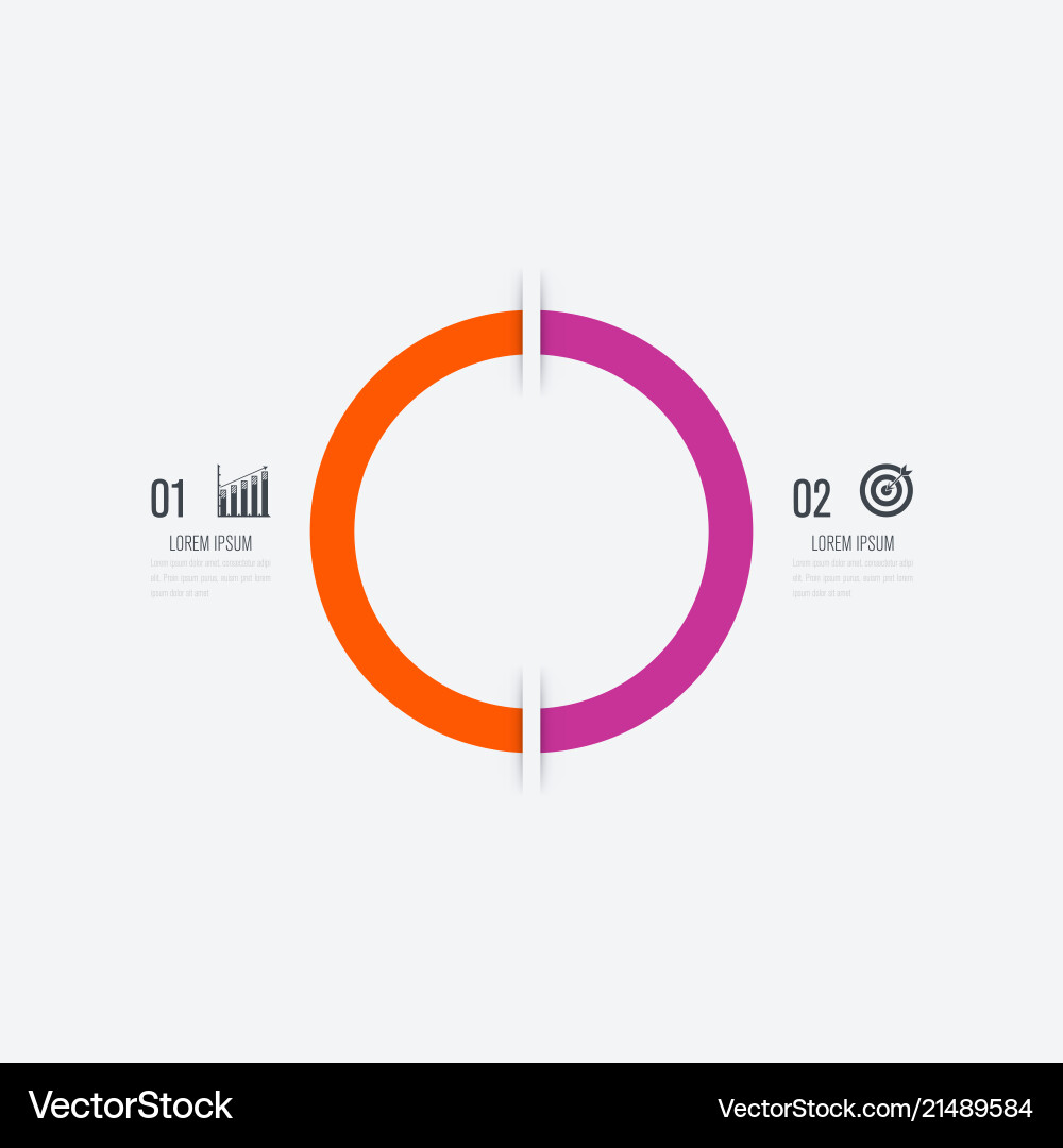 Infographics template 2 options with circle Vector Image