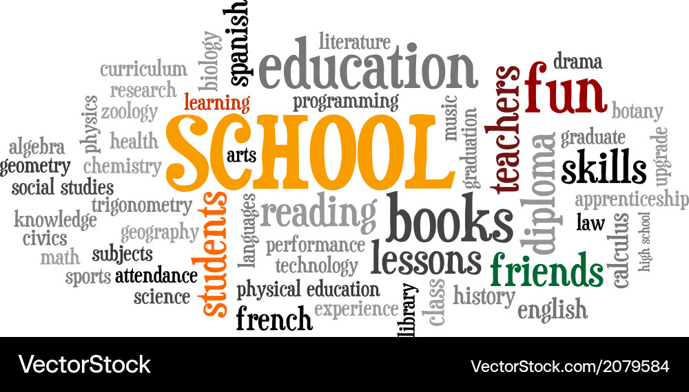 School word cloud bubble tag tree Royalty Free Vector Image
