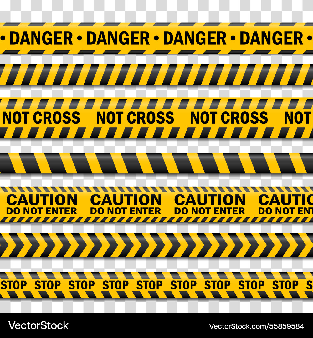Set of danger caution seamless tapes Royalty Free Vector