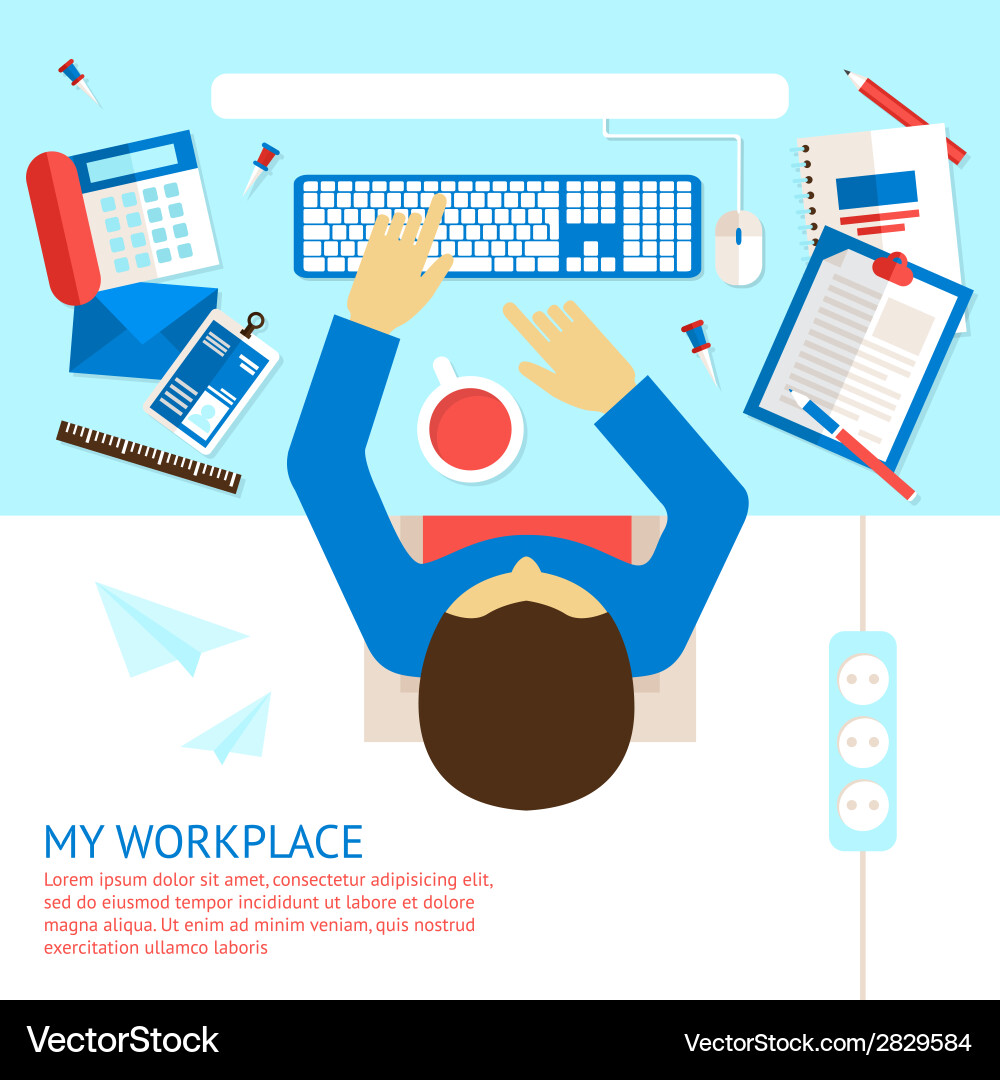 Top view office man Royalty Free Vector Image - VectorStock