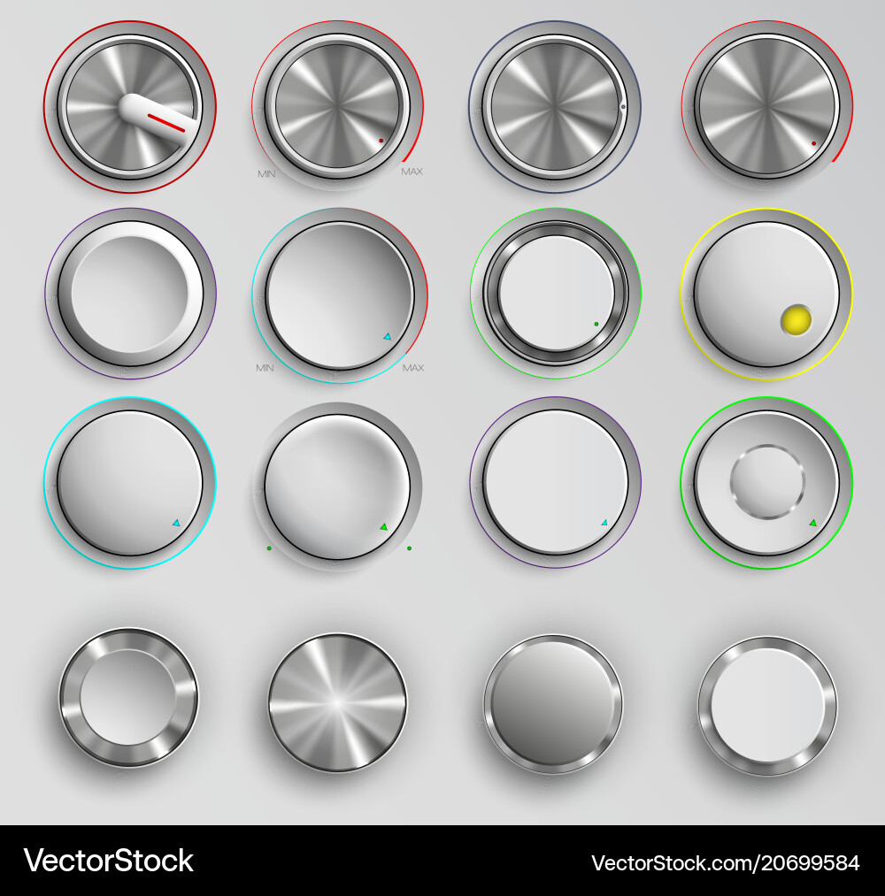 Volume Control Buttons & Knobs Royalty Free Vector Image