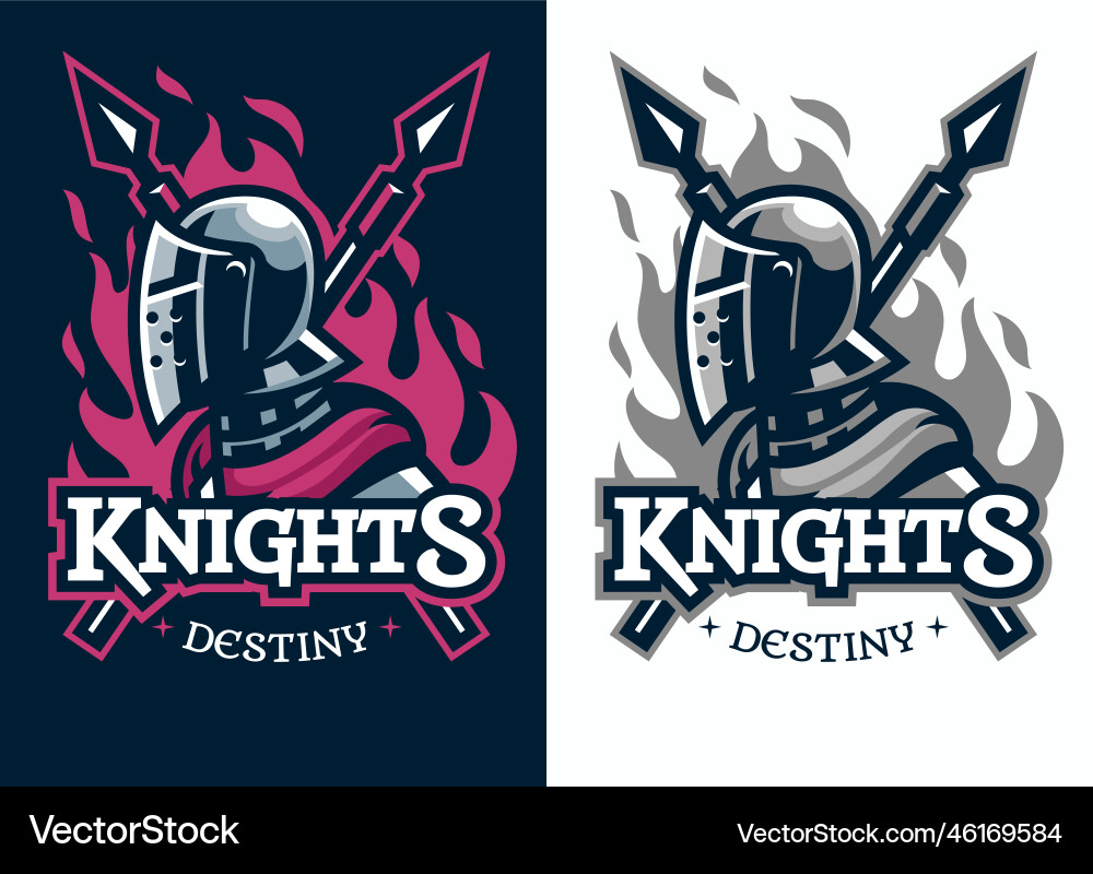 Warrior knight logo style set Royalty Free Vector Image