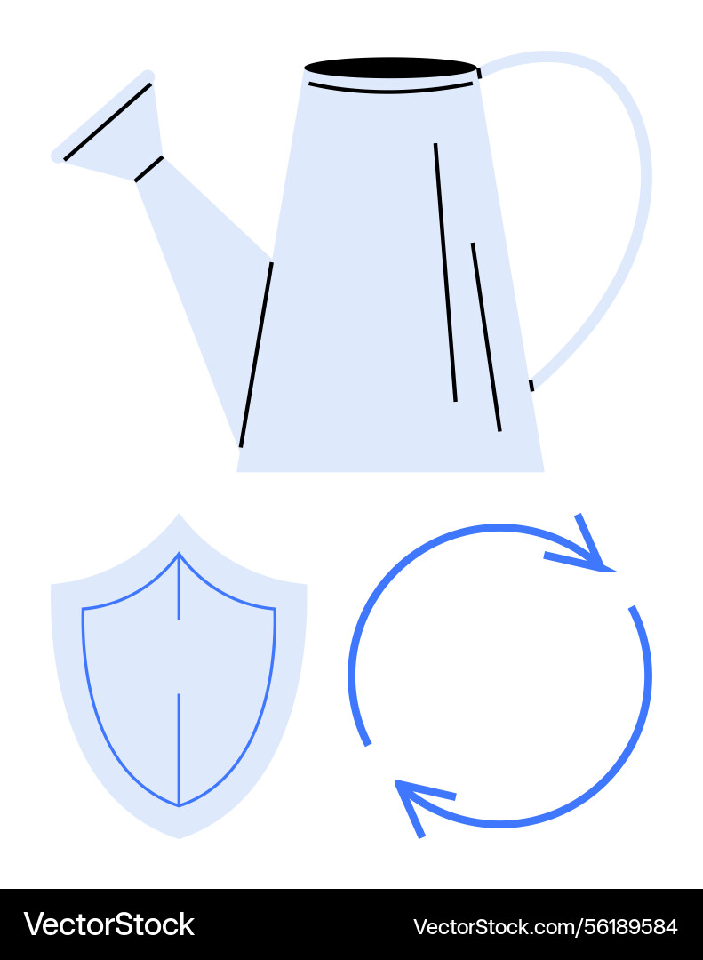 Watering can with recycling arrows and shield Vector Image
