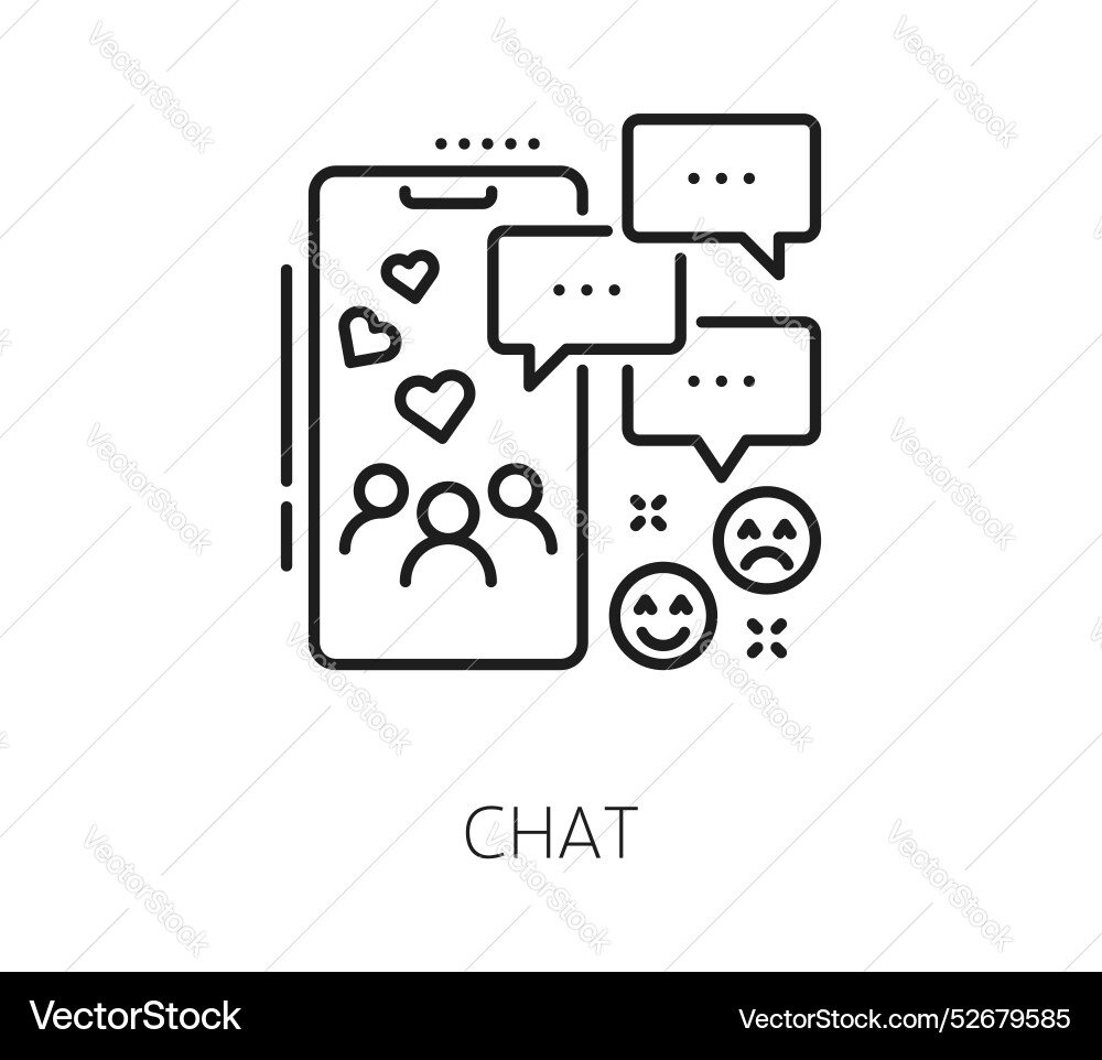 Chat line icon blogging social media content Vector Image