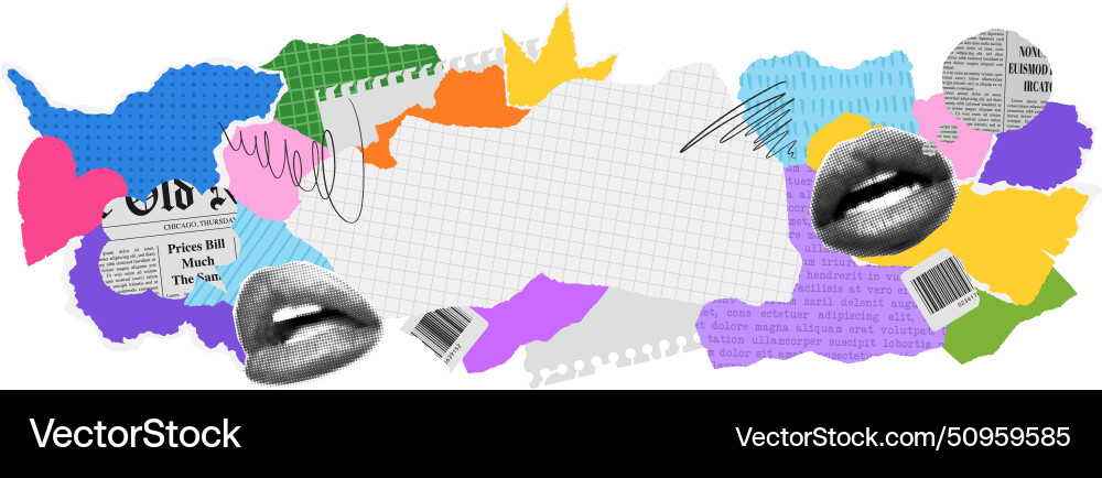 Collage banner modern trendy retro style Vector Image