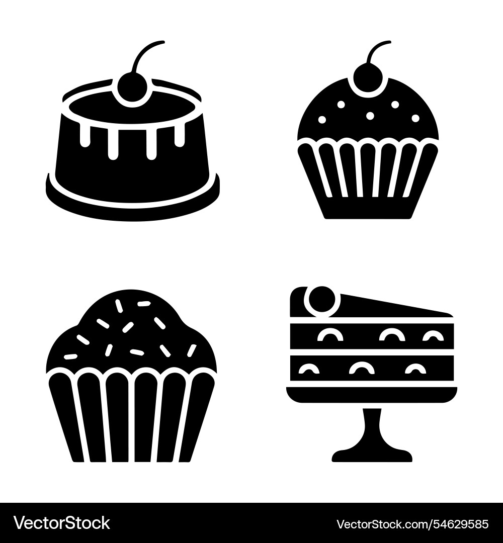 Elegant dessert icon collection – Royalty-Free Vector | VectorStock