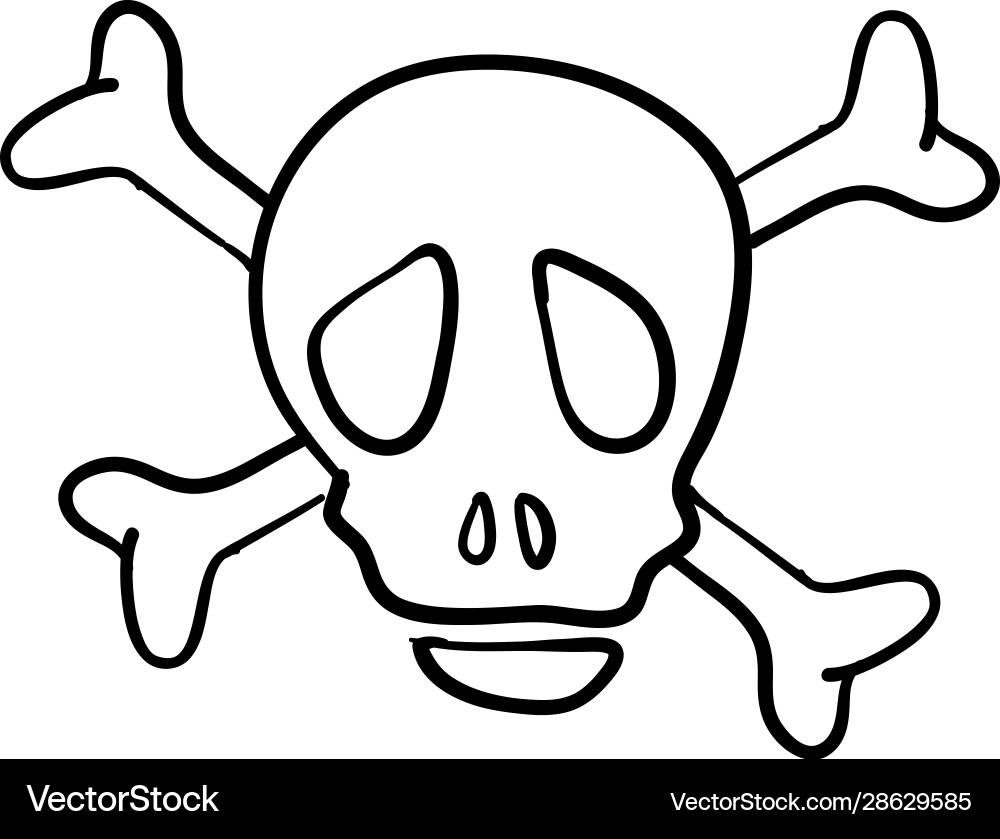Hand drawn doodle warning sign skull and bones Vector Image