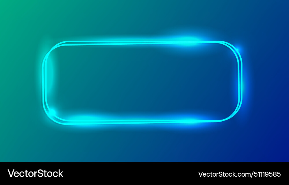 Neon double rounded rectangular frame Royalty Free Vector