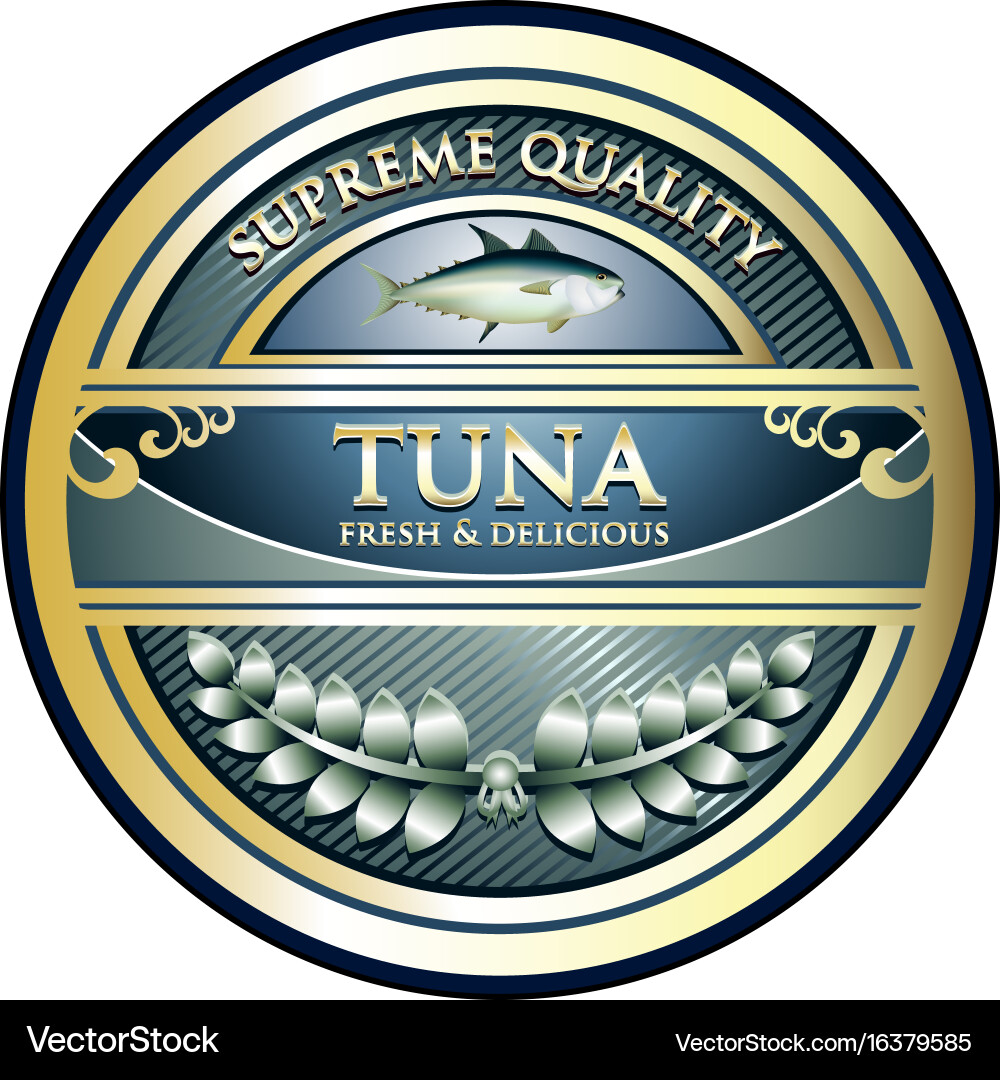 Premium Gold Tuna Label Royalty Free Vector Image