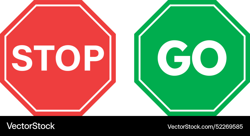 Stop and go sign set red road Royalty Free Vector Image