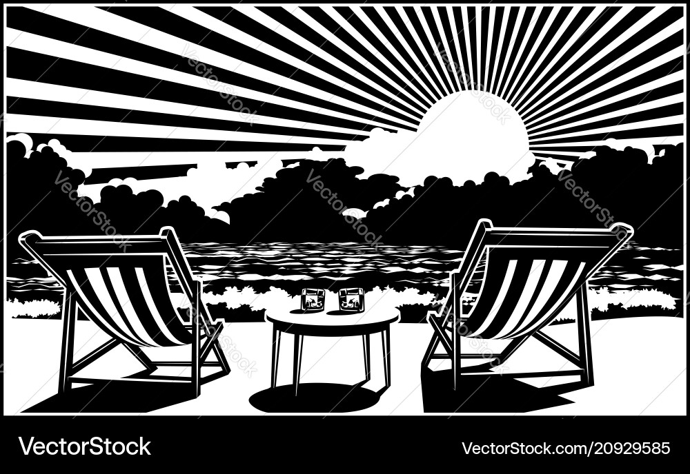 Sunset Beach Chairs Royalty Free Vector Image - VectorStock
