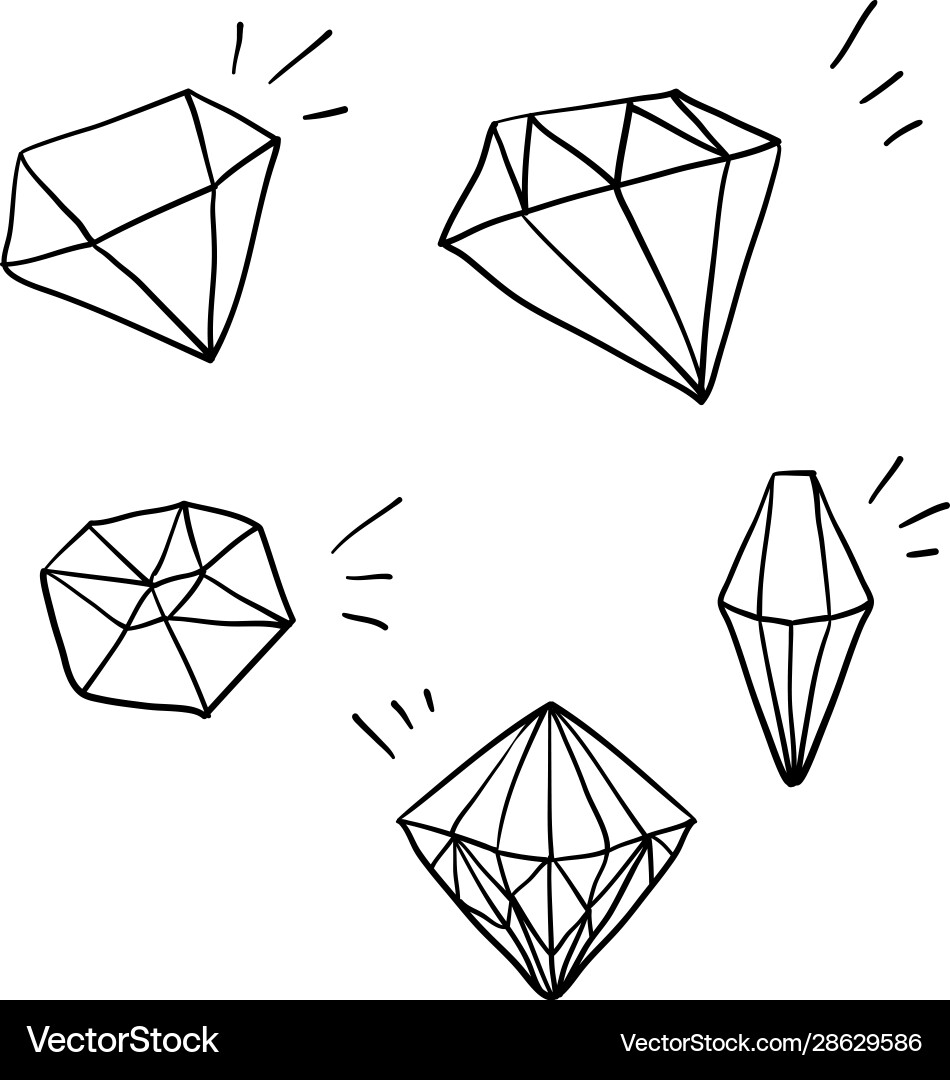 Doodle diamond with hand drawn cartoon style Vector Image