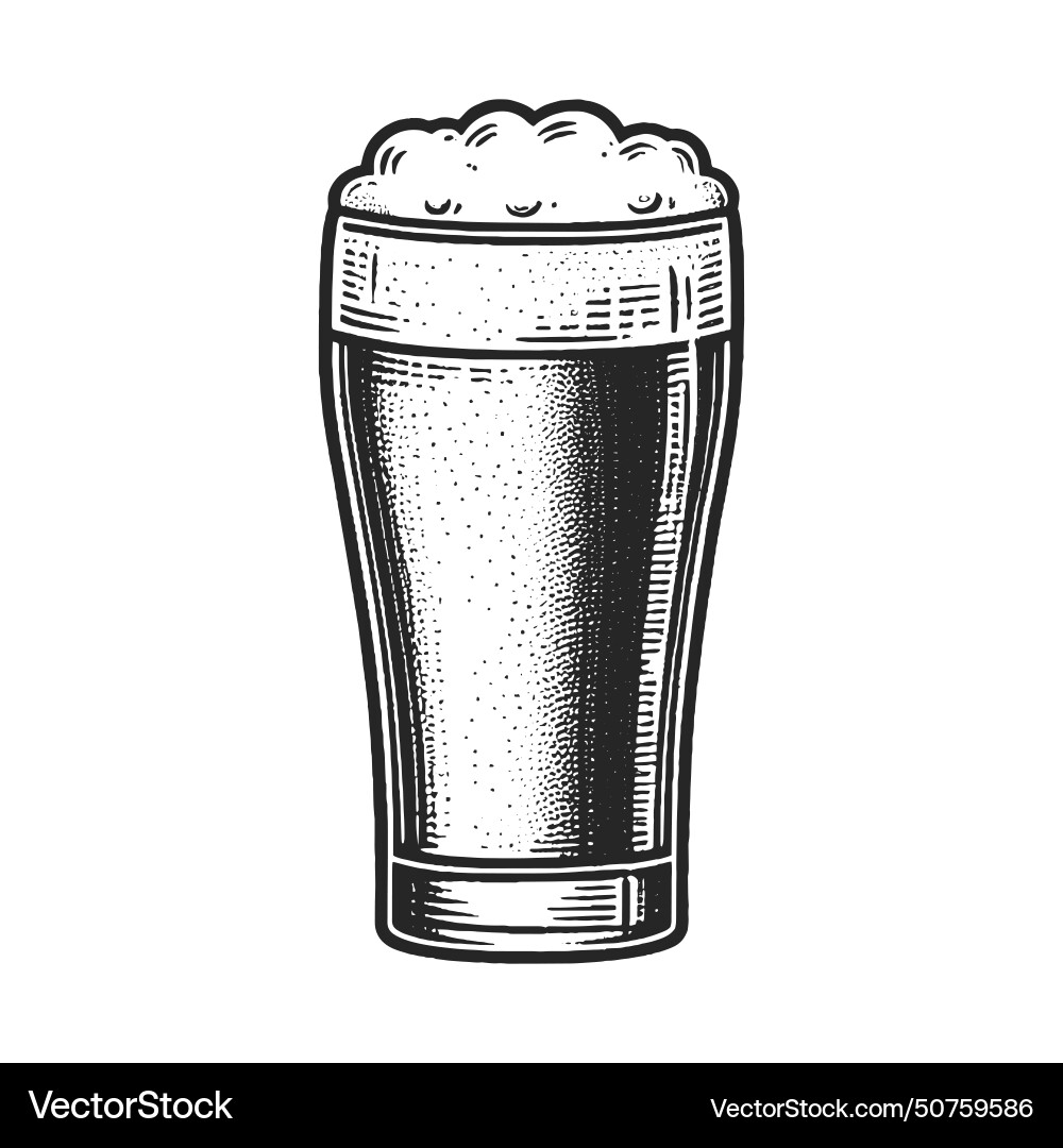 Frothy beer glass sketch Royalty Free Vector Image