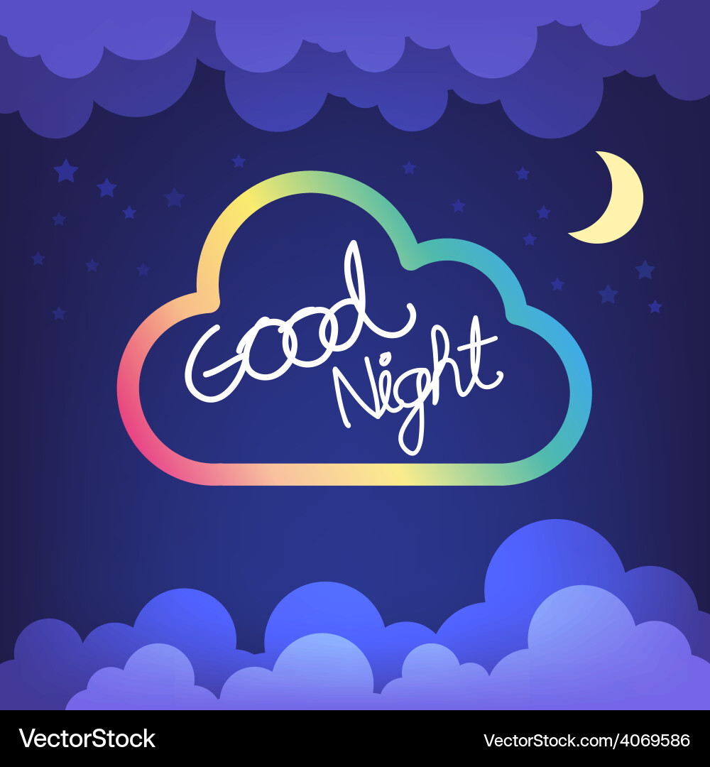 Good night letter with cloud and sky Royalty Free Vector