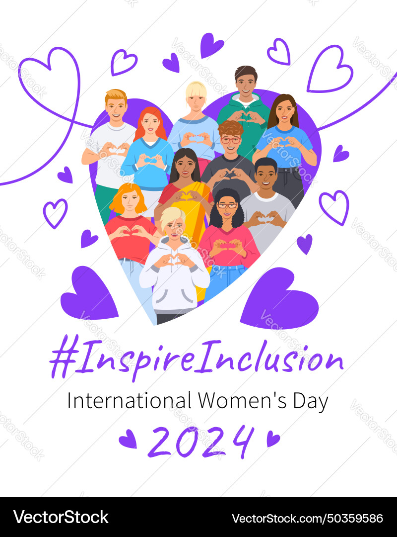 Inspire inclusion pose international womens day Vector Image