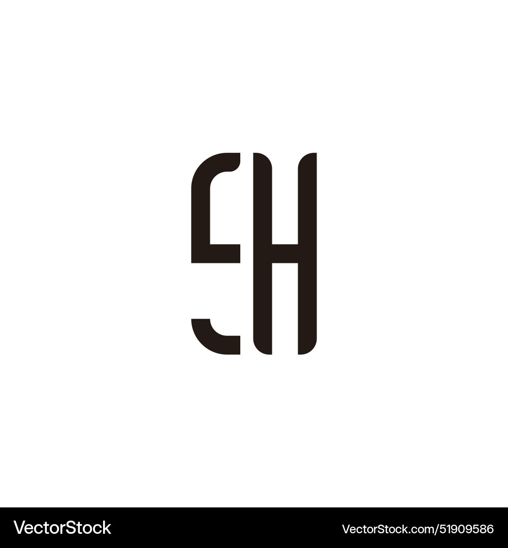Letter sh line simple geometric logo Royalty Free Vector
