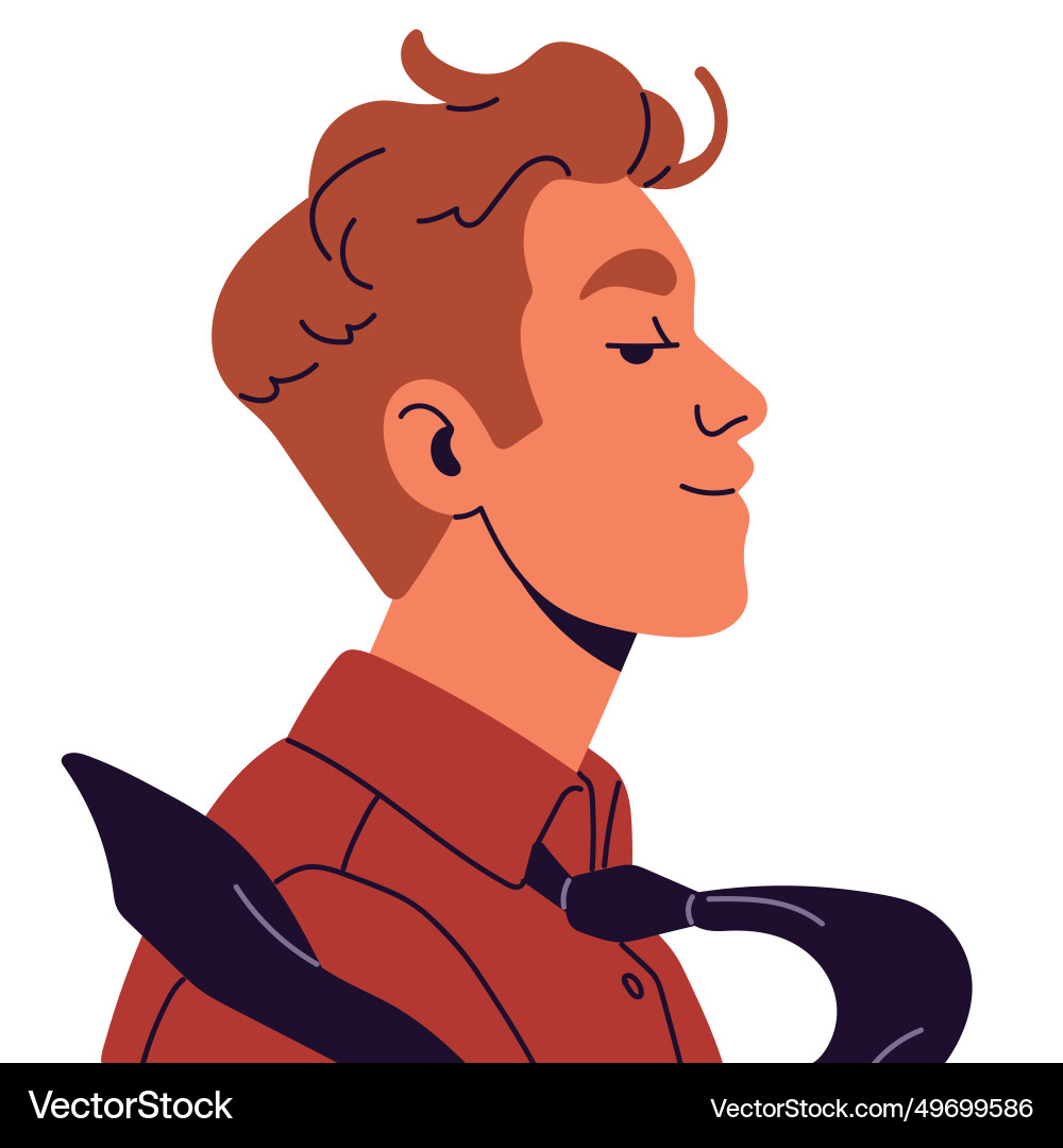 Seductive guy with tie side view portrait sexy Vector Image