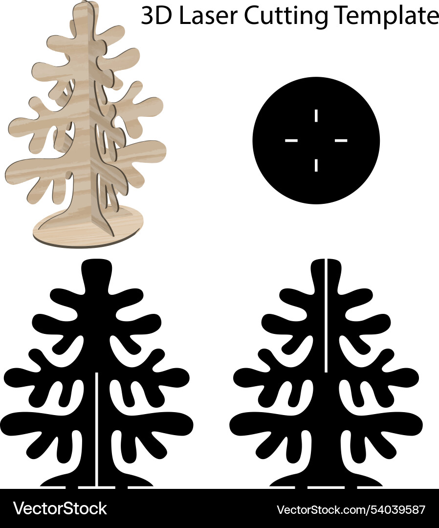 3d christmas tree laser cut file template Vector Image