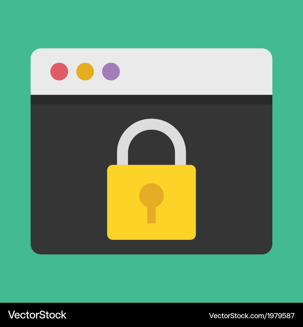 Browser and lock icon dark background Royalty Free Vector