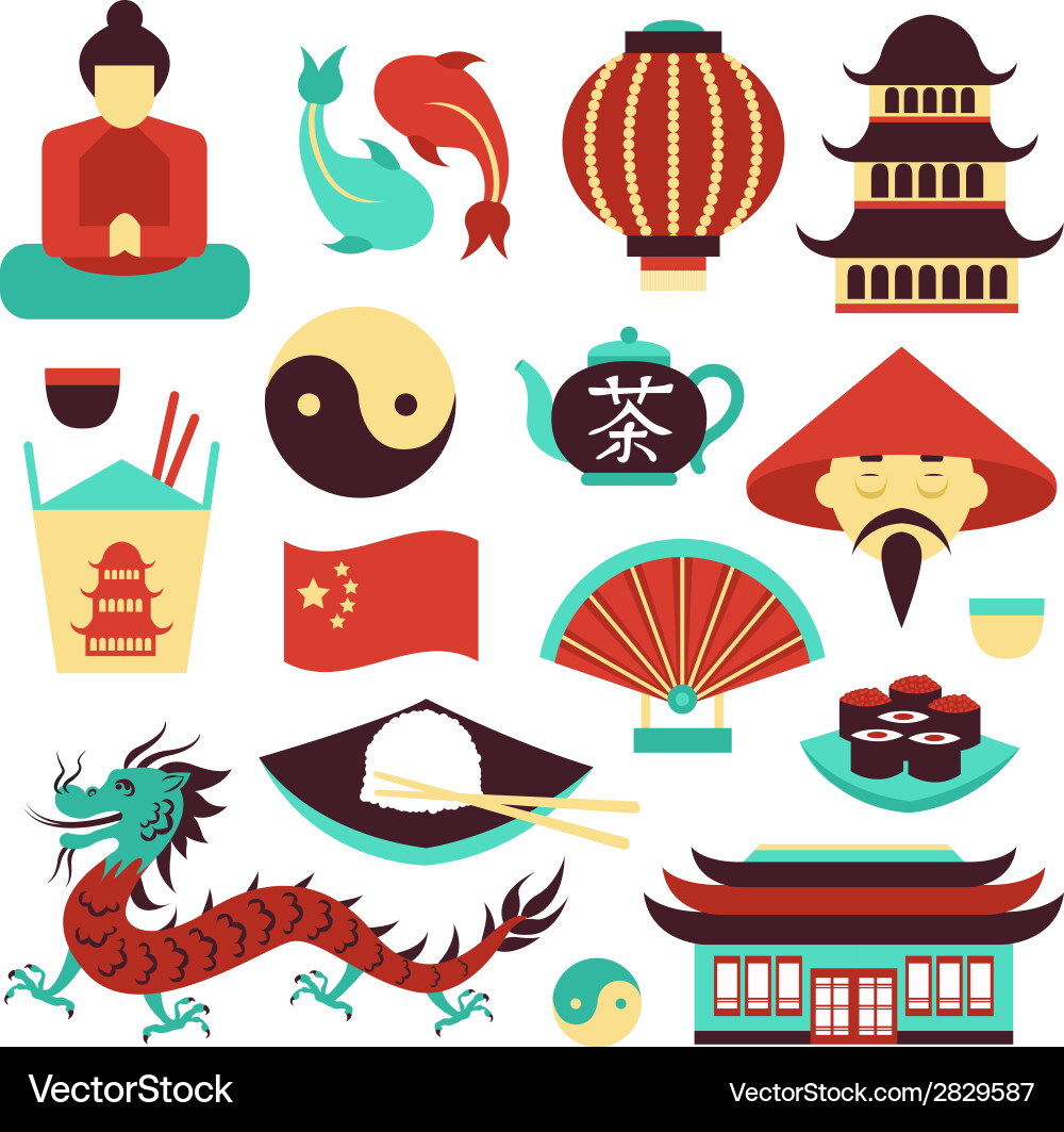 China symbols set Royalty Free Vector Image - VectorStock