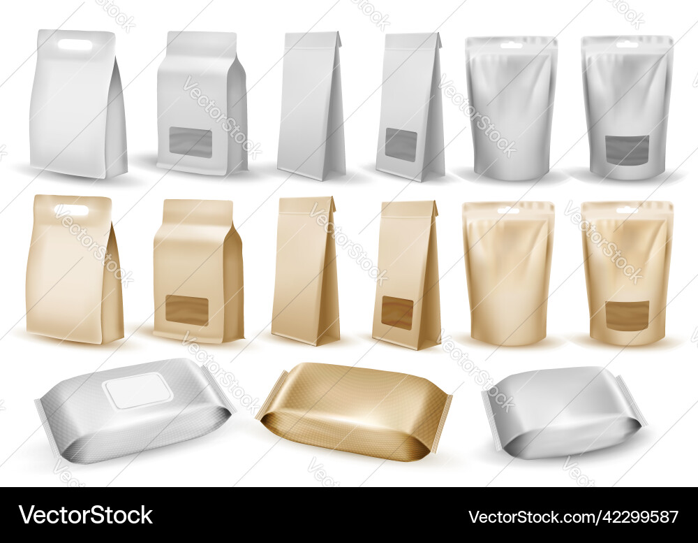 Collection of polypropylene plastic and paper Vector Image